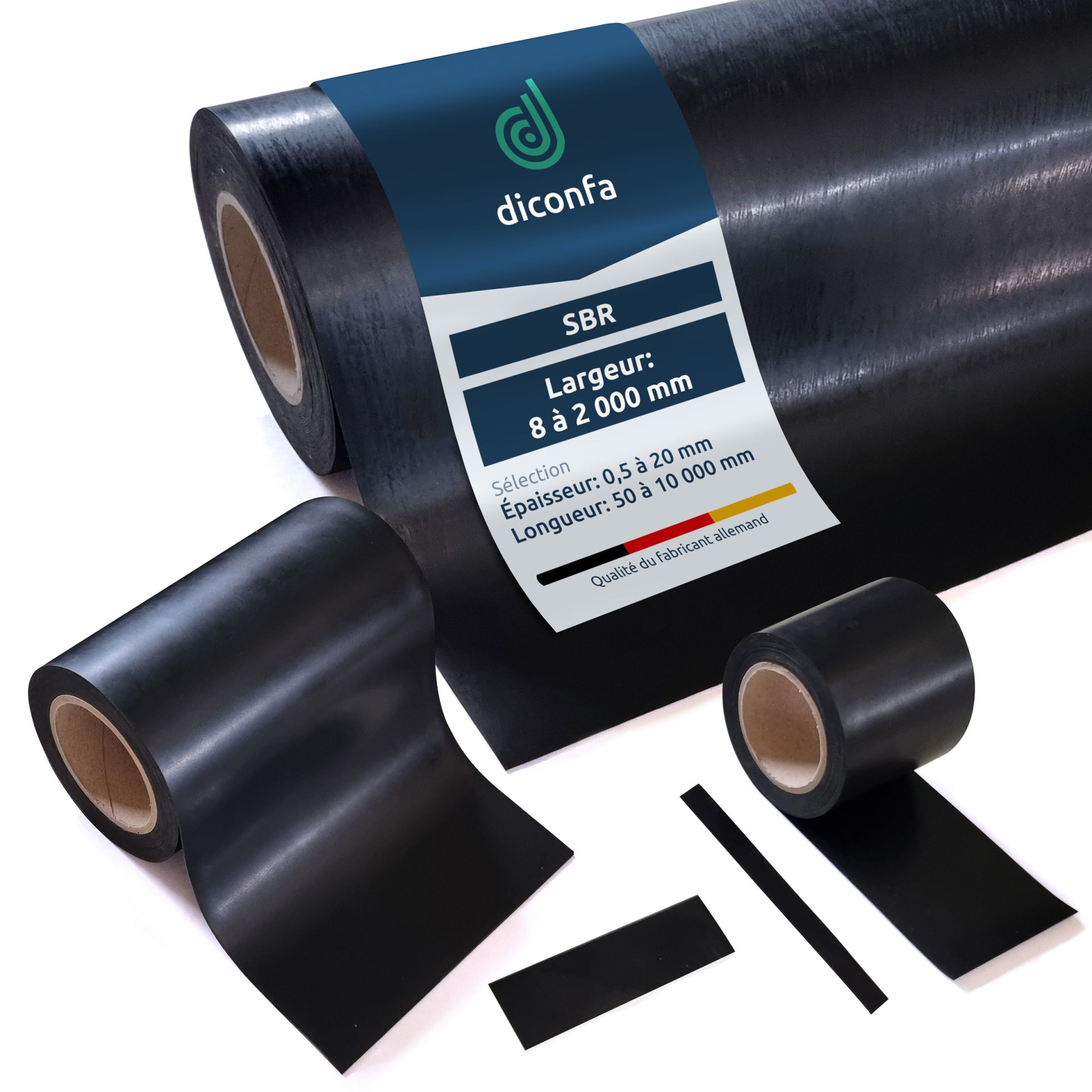 Plaque de mousse EPDM diconfa DIN A4 – Sans face adhésive, durable